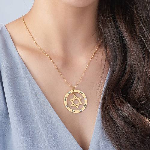 18K Gold Plated Star of David Necklace with Birthstones - IsraelBlessing