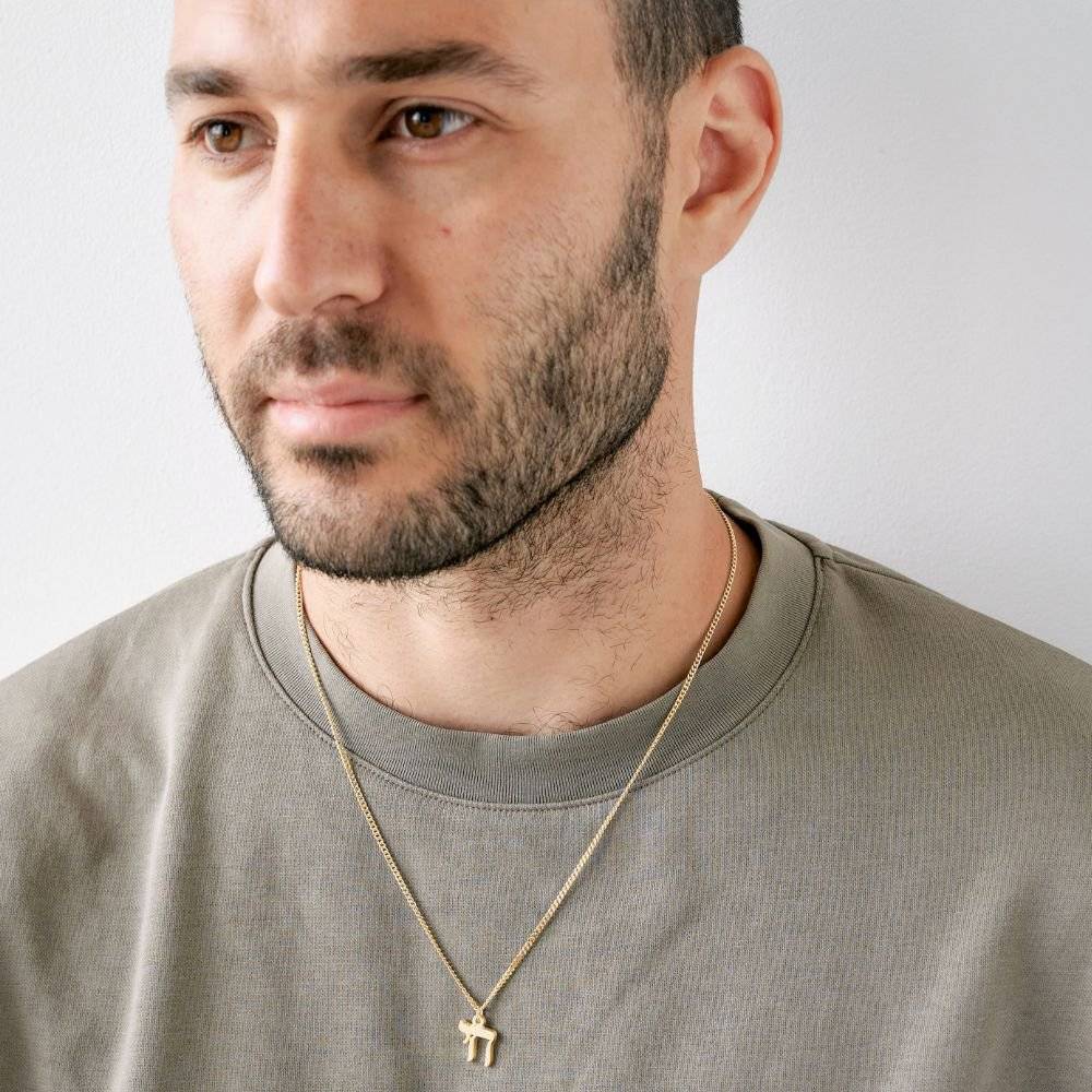 Classic Chai Necklace for Men in Vermeil Gold - IsraelBlessing