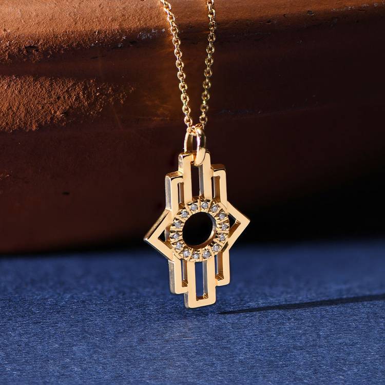 Diamonds Hamsa Necklace in Gold Vermeil - IsraelBlessing