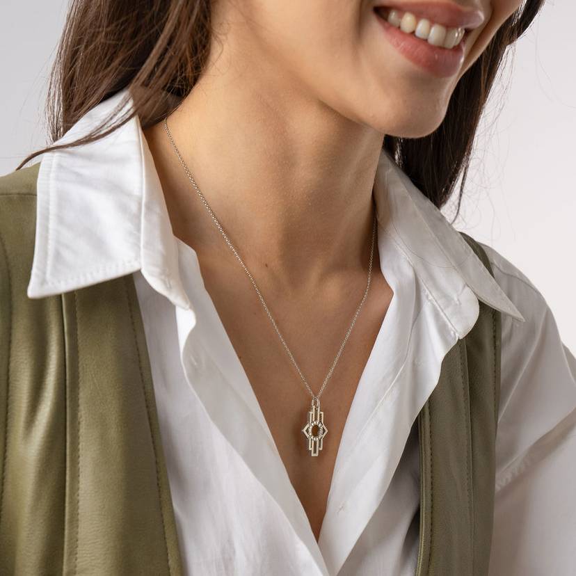 Diamonds Hamsa Necklace in Sterling Silver - IsraelBlessing