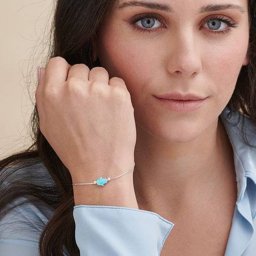 Hamsa Bracelet in Blue Opal - Israel Blessing