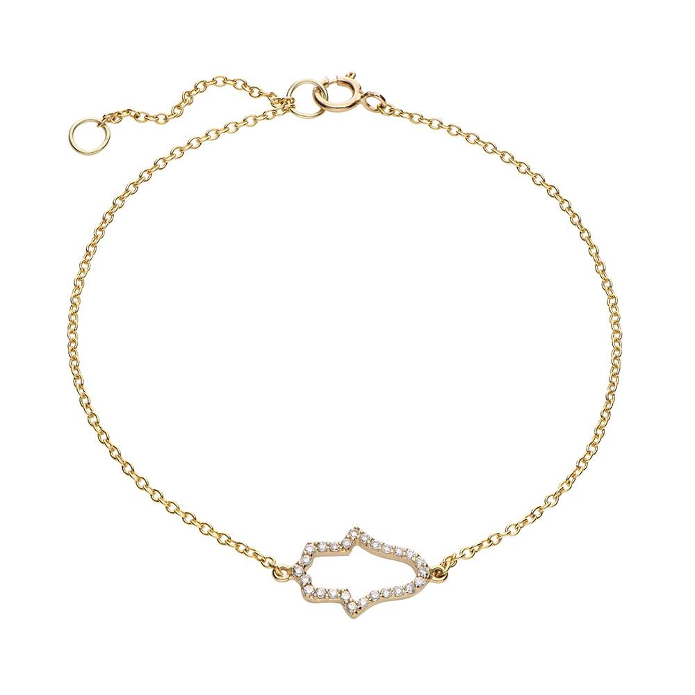Diamonds Pave Hamsa Bracelet in 10K Yellow Gold - IsraelBlessing