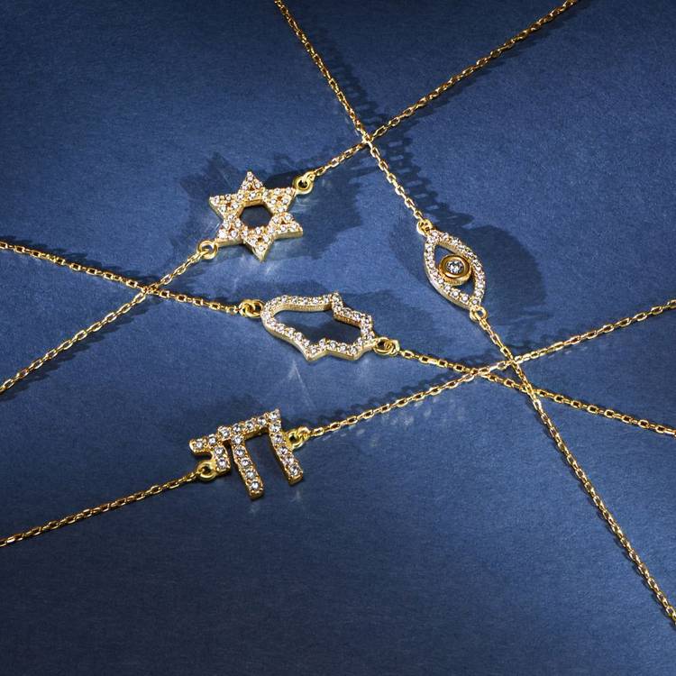 Diamonds Pave Star of David Bracelet in 10K Yellow Gold - IsraelBlessing