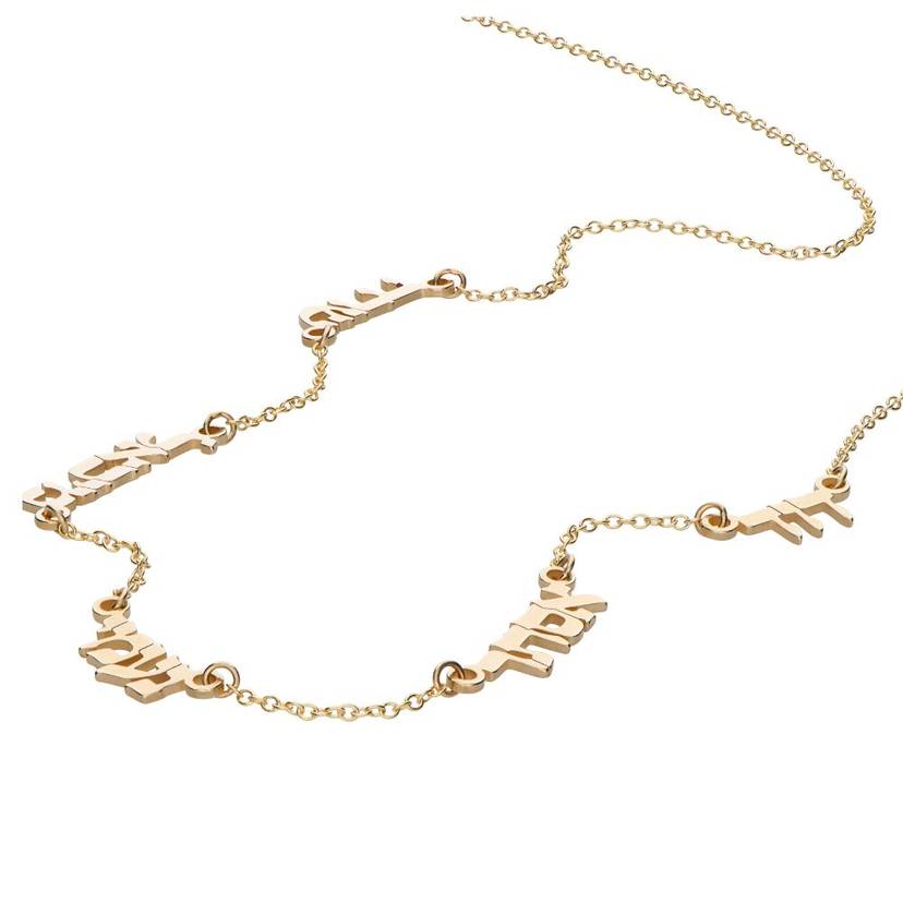 Heritage Hebrew Names Necklace in 14K Yellow Gold - IsraelBlessing