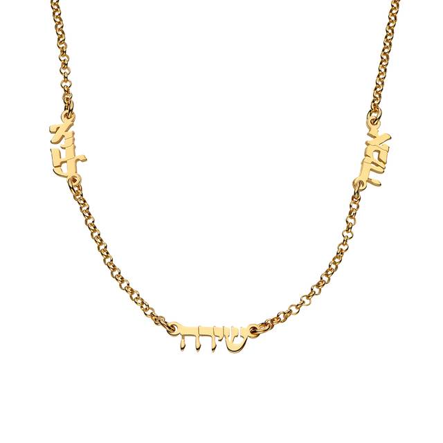 Heritage Hebrew Names Necklace in Gold Vermeil - Israel Blessing