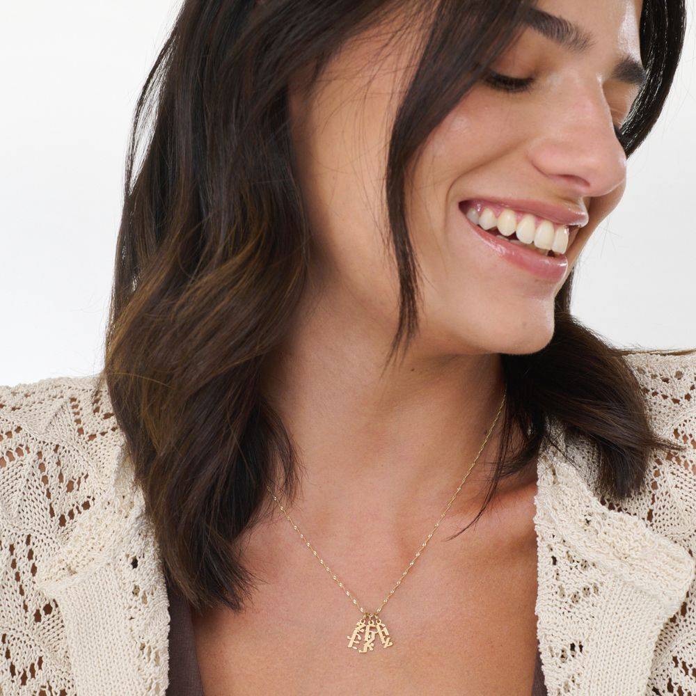 Mini Hebrew Name Drops in 14K Yellow Gold - Israel Blessing