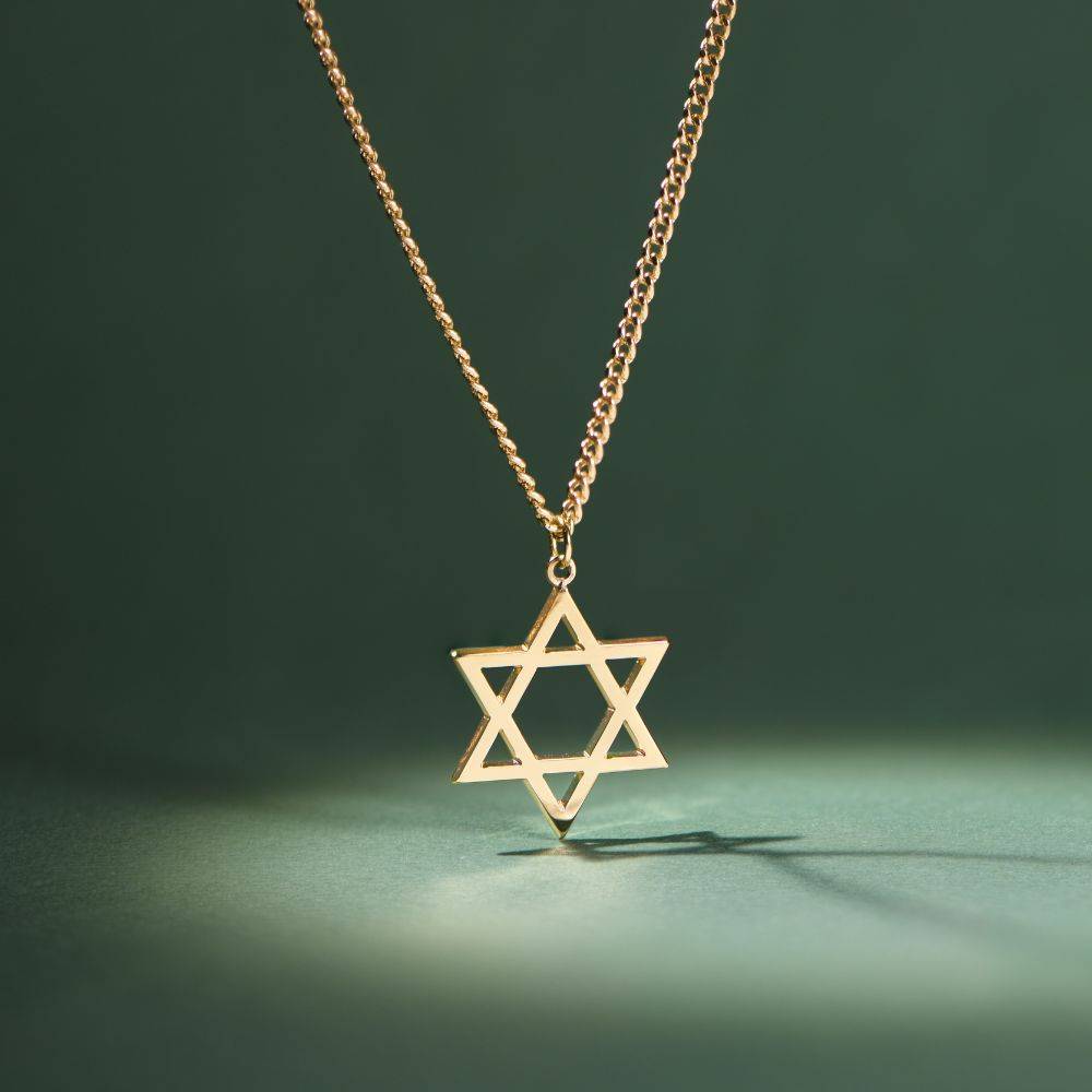 14K Gold Star of David Necklace for Men - IsraelBlessing
