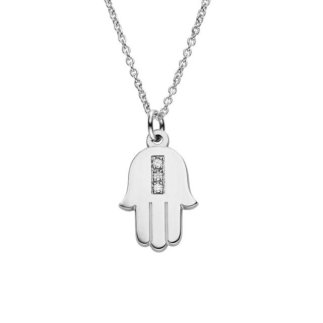 Mini Pave Diamond Hamsa in 14K White Gold - IsraelBlessing