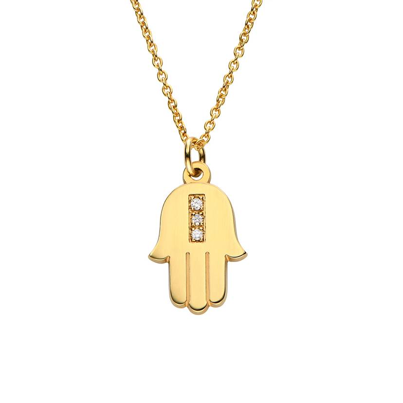 Mini Pave Diamond Hamsa in Gold Vermeil - IsraelBlessing