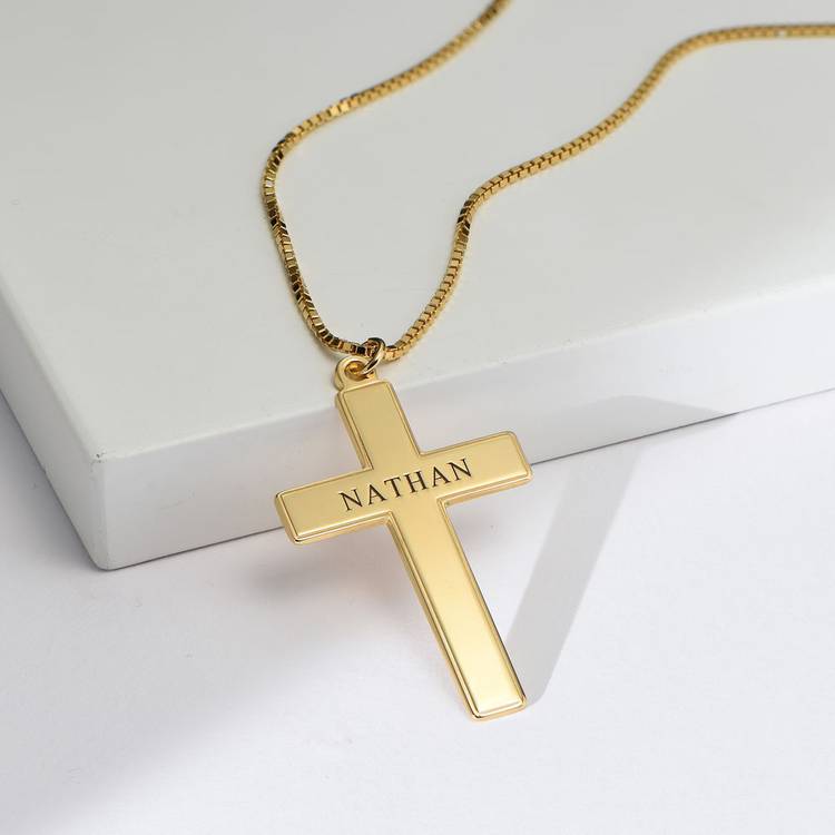 Engravable Witness Cross Necklace in 18K Gold Plating - IsraelBlessing