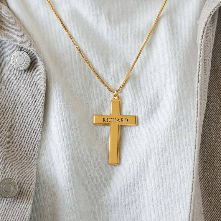 Engravable Witness Cross Necklace in 18K Gold Plating - IsraelBlessing