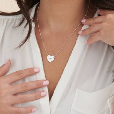 Sterling Silver Engraved Heart Necklace - IsraelBlessing